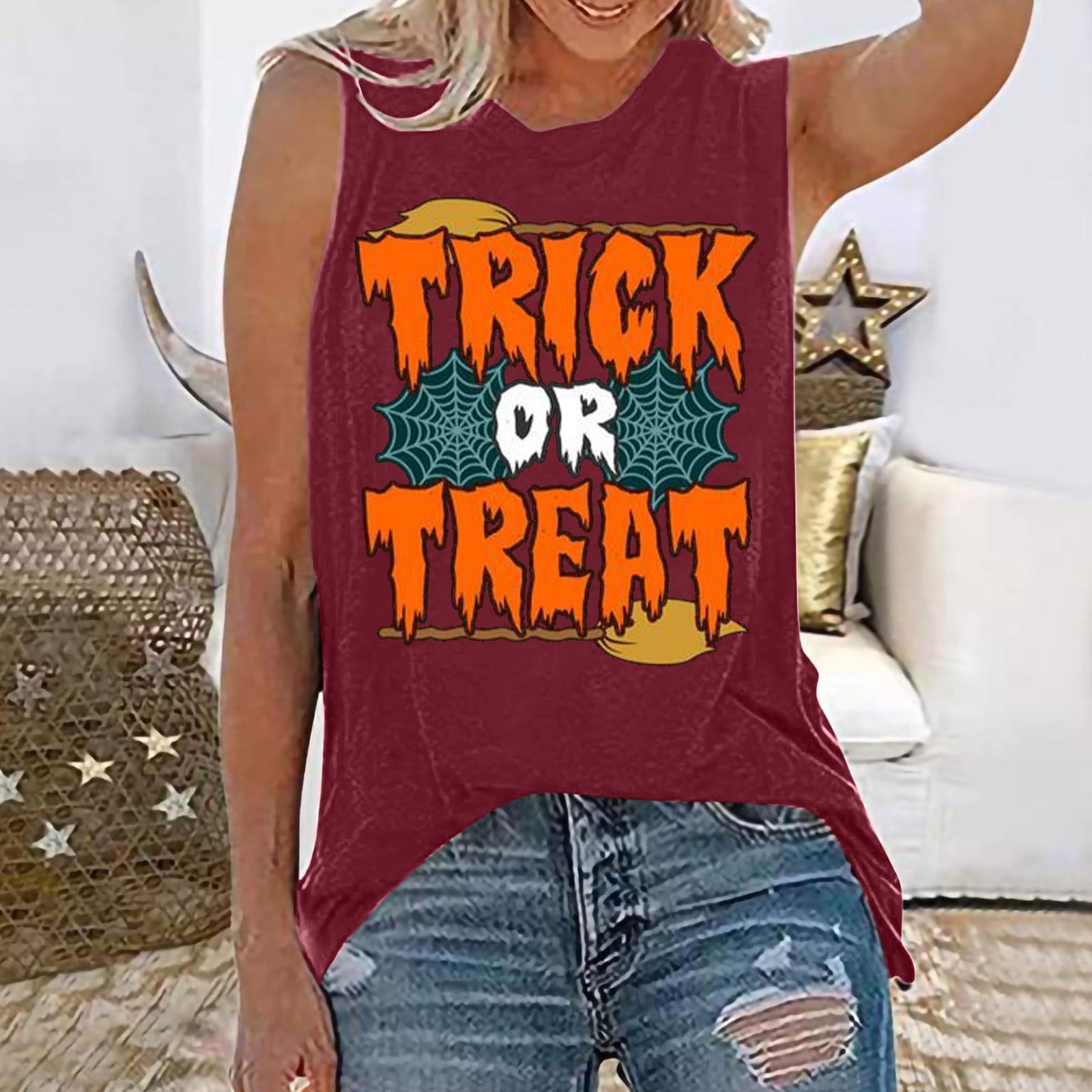 Herrnalise V Neck Tank Tops for Women Women's Halloween Tank Tops Adult ...