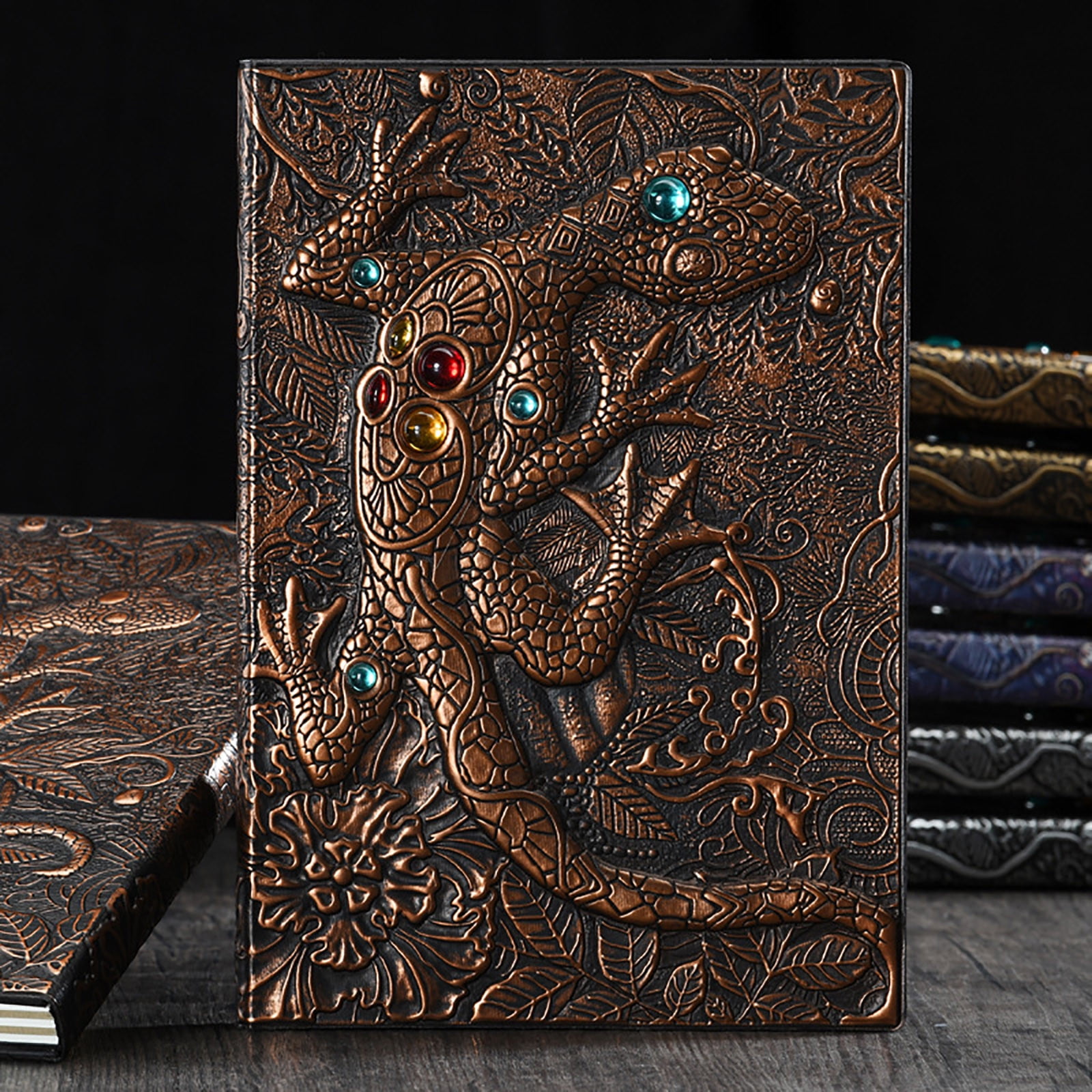 Herrnalise Vintage Embossed Leather Writing Journal Notebook with Pen ...