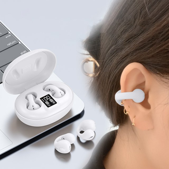 Herrnalise Wireless Ear-Clip Bone Conduction Earbuds Bluetooth 5.3,HiFi ...