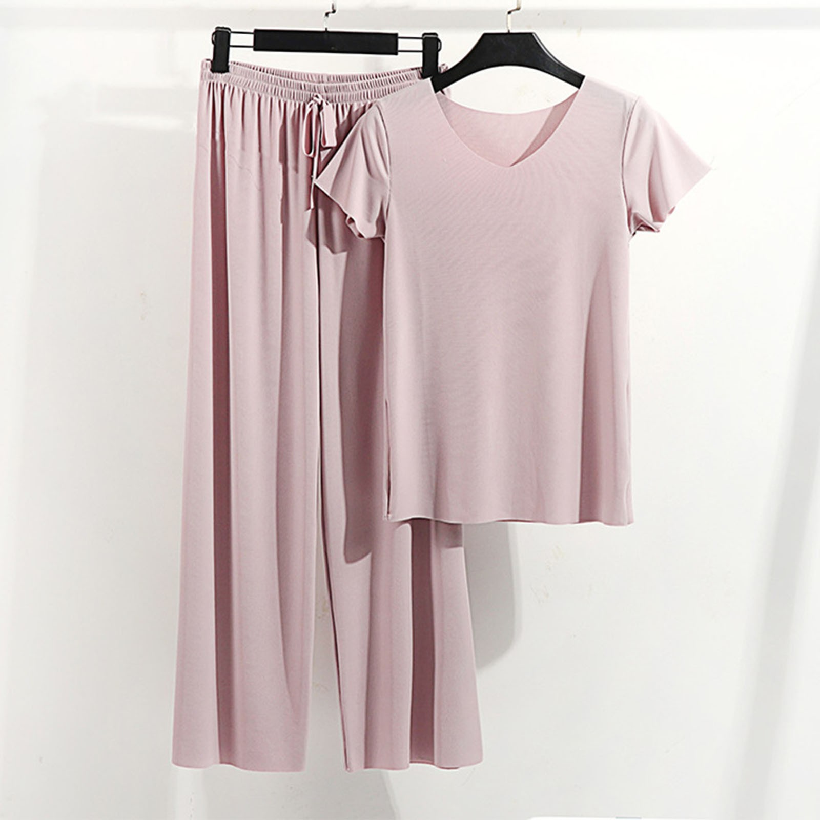 Herrnalise Women 2 Piece Modal Pajamas Sets Summer Short Sleeve Top and ...