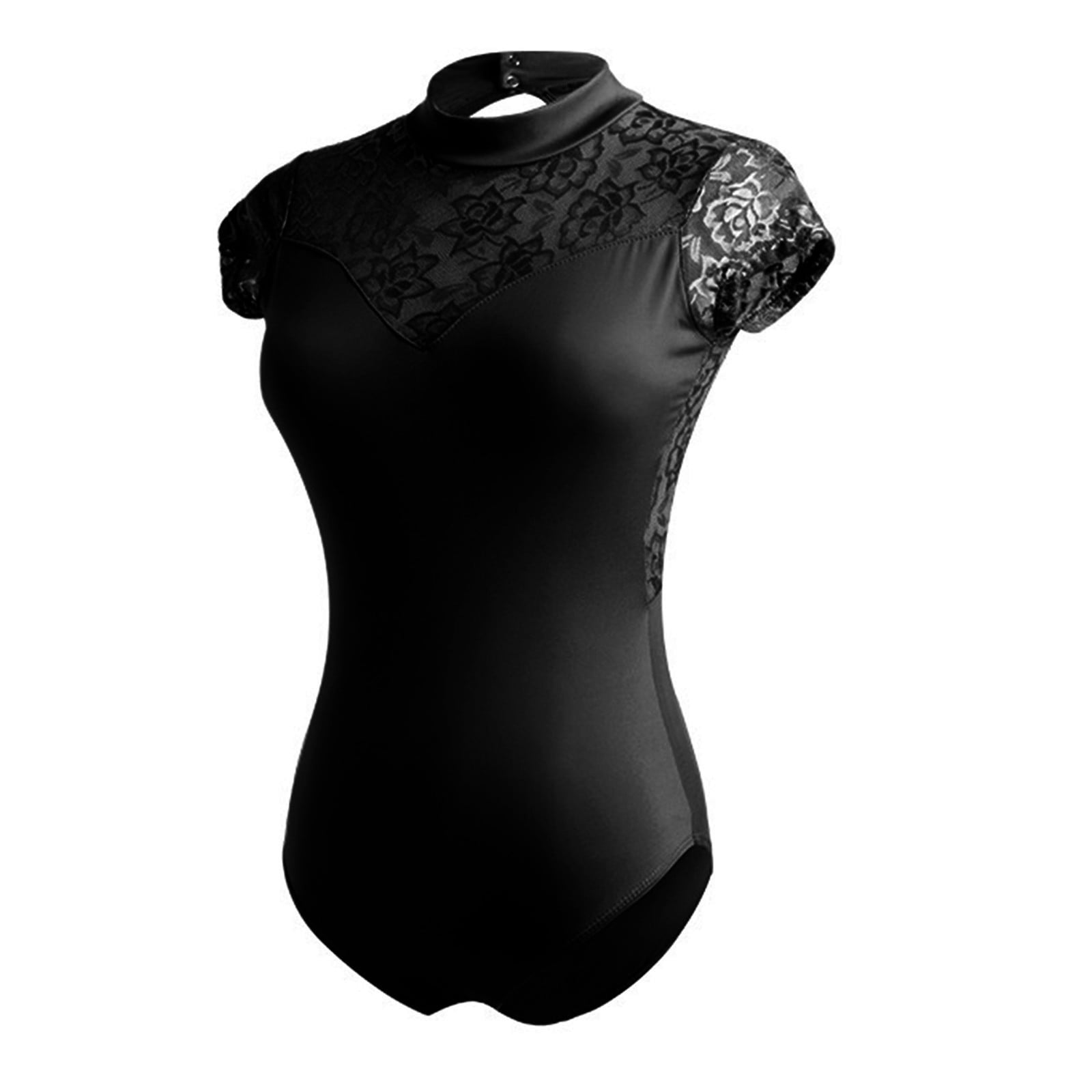 Herrnalise Women Ballet Lace Short Sleeve Dance Leotard Tank, Hollow ...