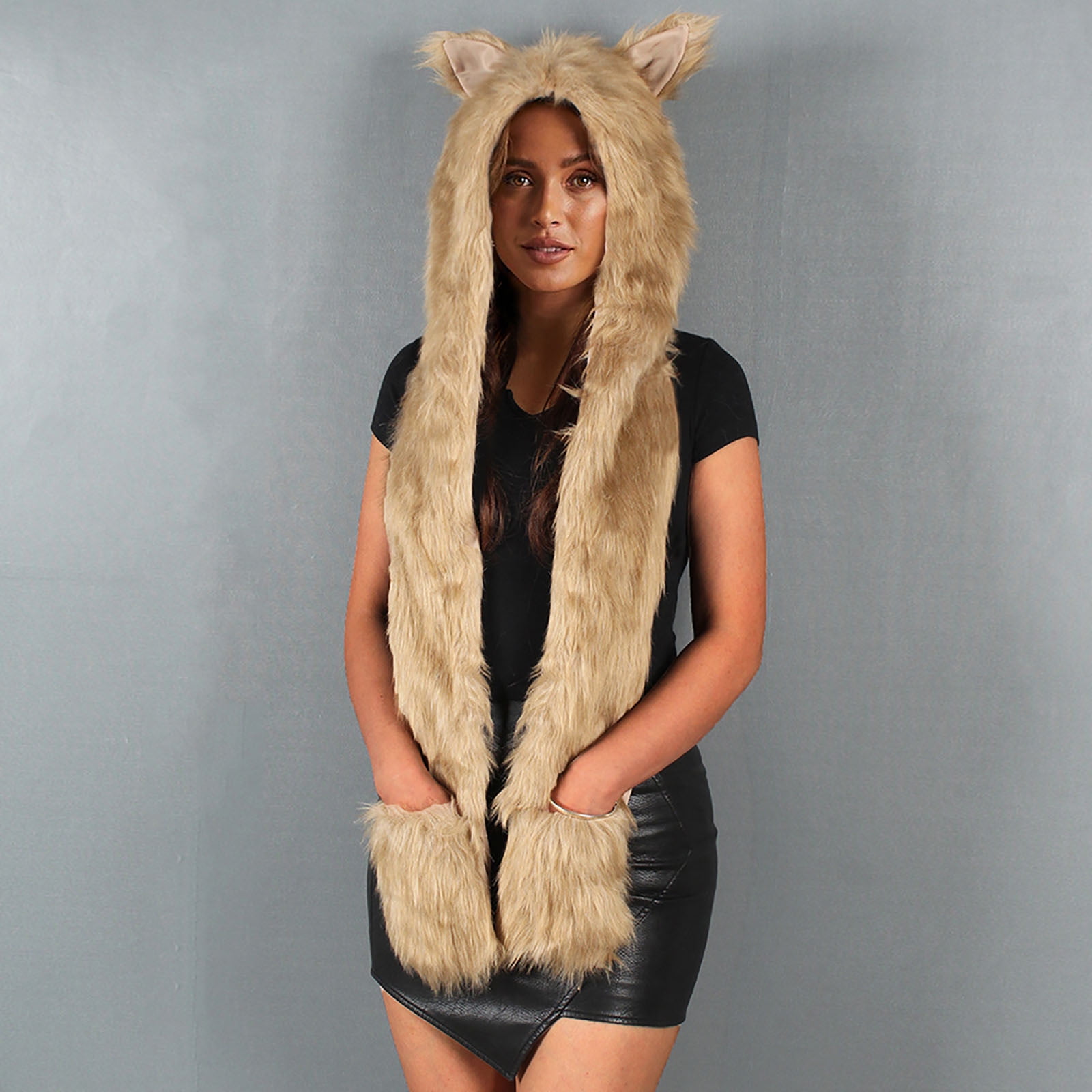 Herrnalise Women Cute Cartoon Thick Hat Faux Furry Protectors Warm Hat ...