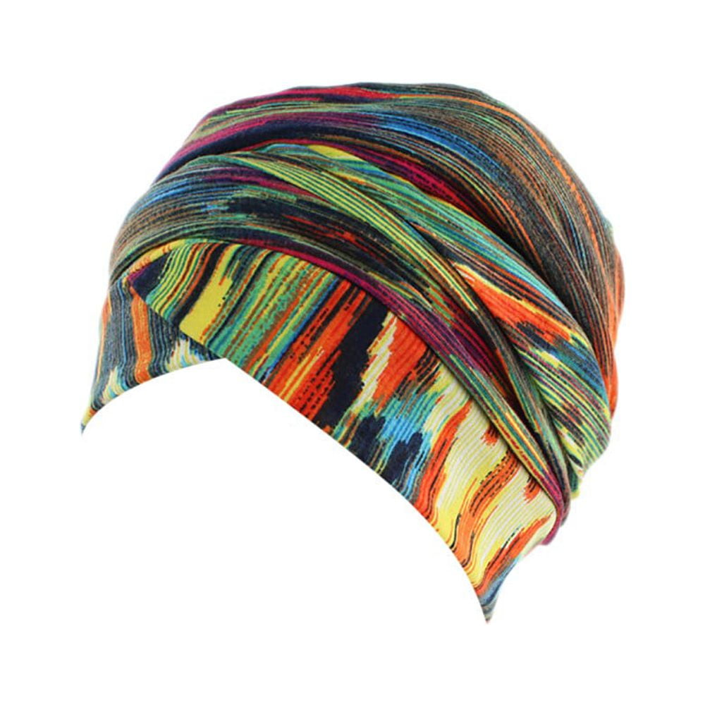 Herrnalise Women India Muslim Elastic Turban Print Long Tail Hat Scarf ...