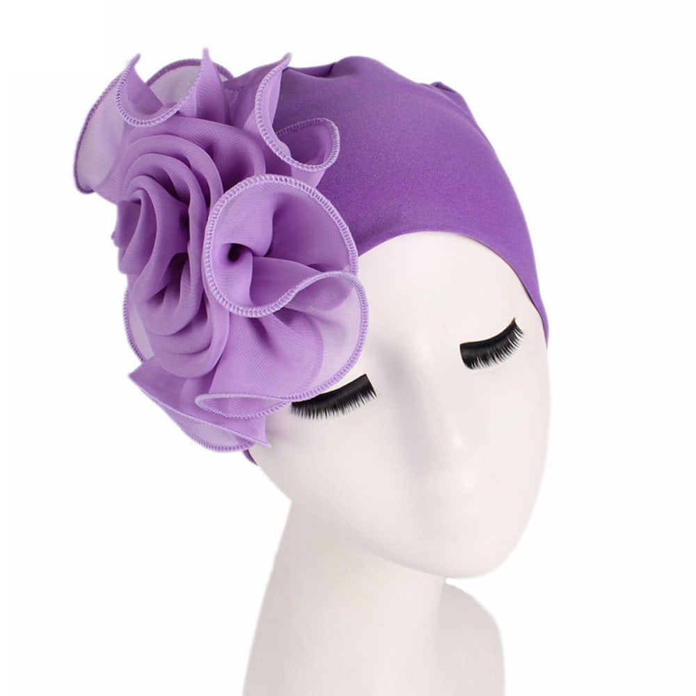 Herrnalise Women Ladies Retro Big Flowers Hat Turban Hat Cap Pile Cap ...