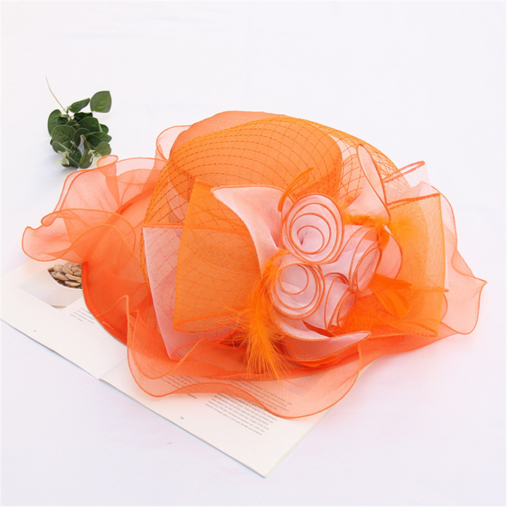 Herrnalise Women Race Hats Organza Hat with Ruffles Feathers Wedding ...