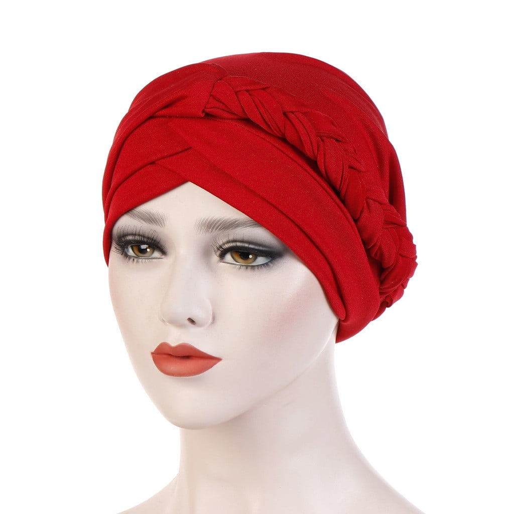 Herrnalise Women Solid Plait India Hat Muslim Ruffle Chemo Beanie ...