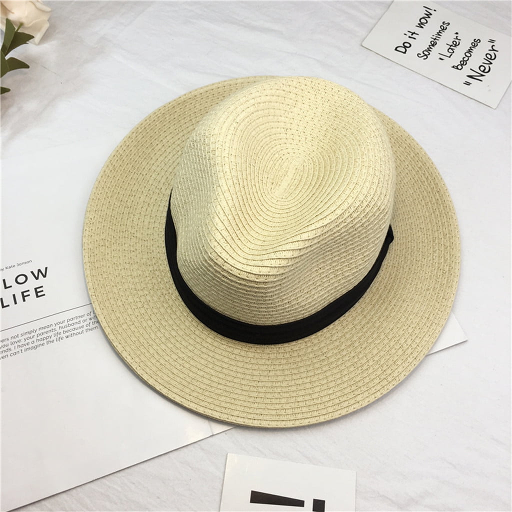 Herrnalise Women Wide Straw Panama Roll up Hat Beach Sun Hat - Walmart.com