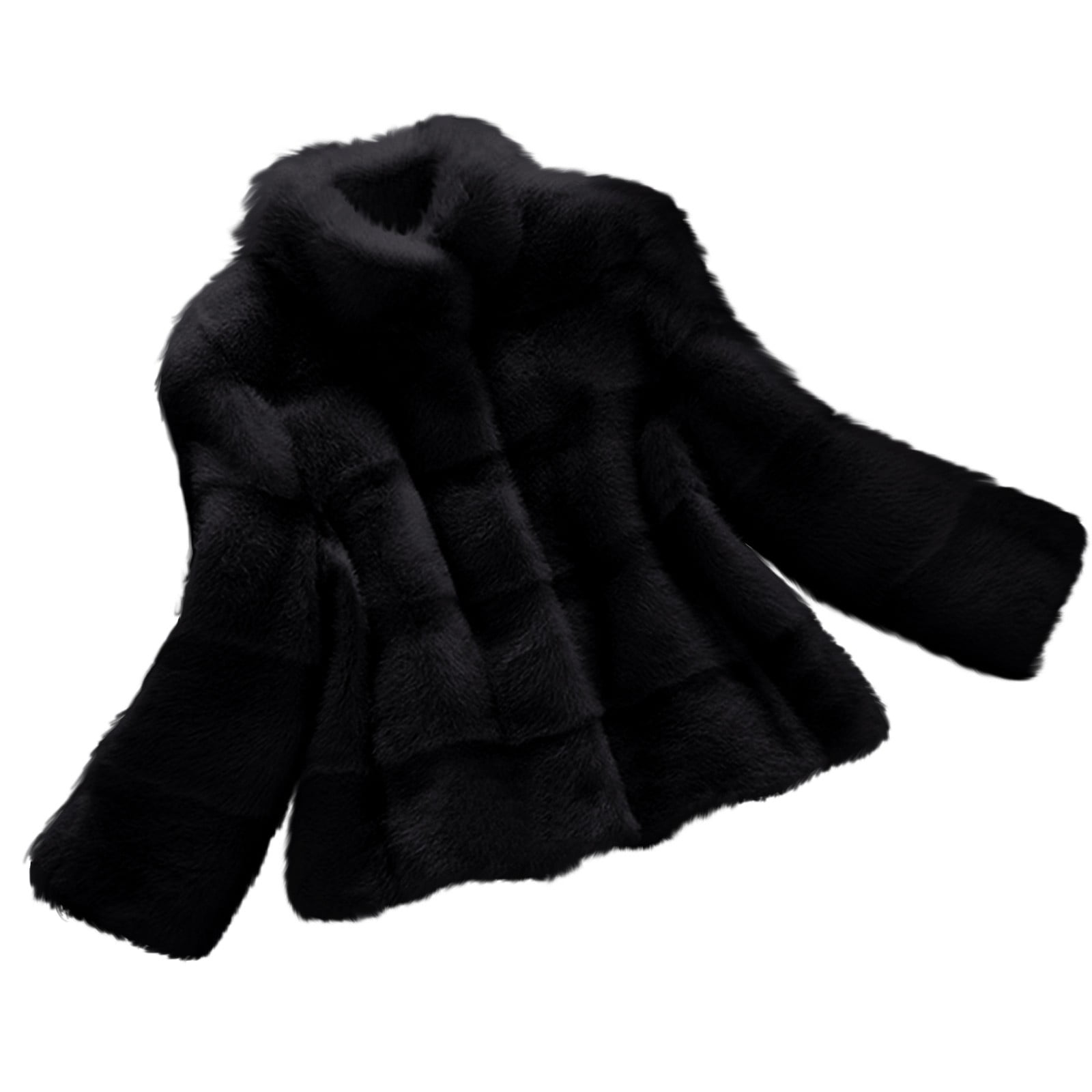Herrnalise Women's Faux Fur Coat Shearling Fluffy Fuzzy Shaggy Hood ...