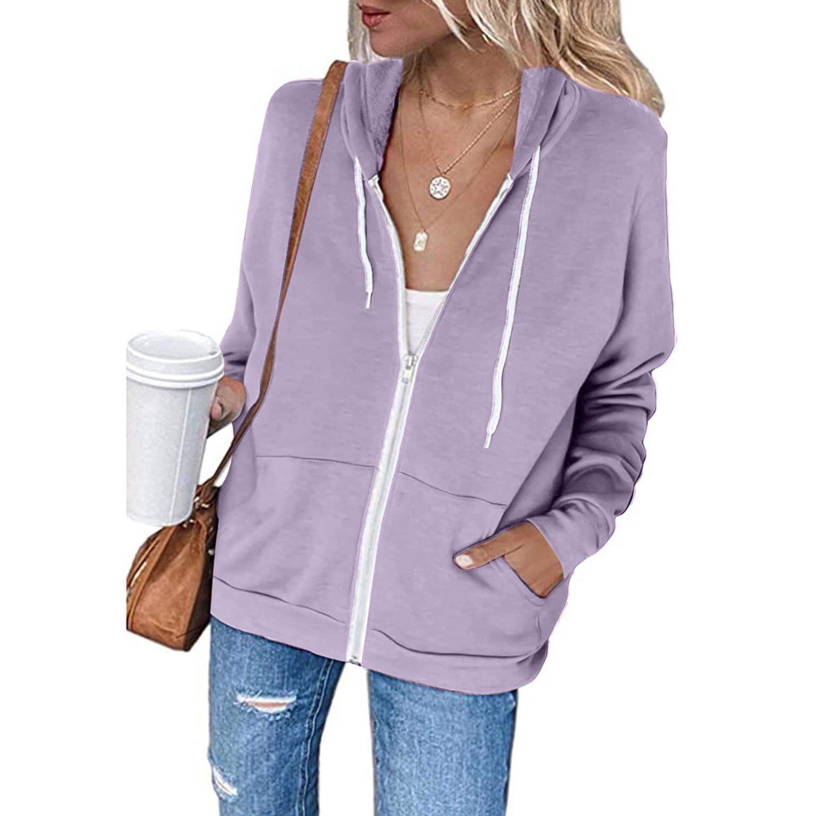 Herrnalise Women's Full Zip Up Hoodie Long Sleeve Hooded Sweatshirts ...