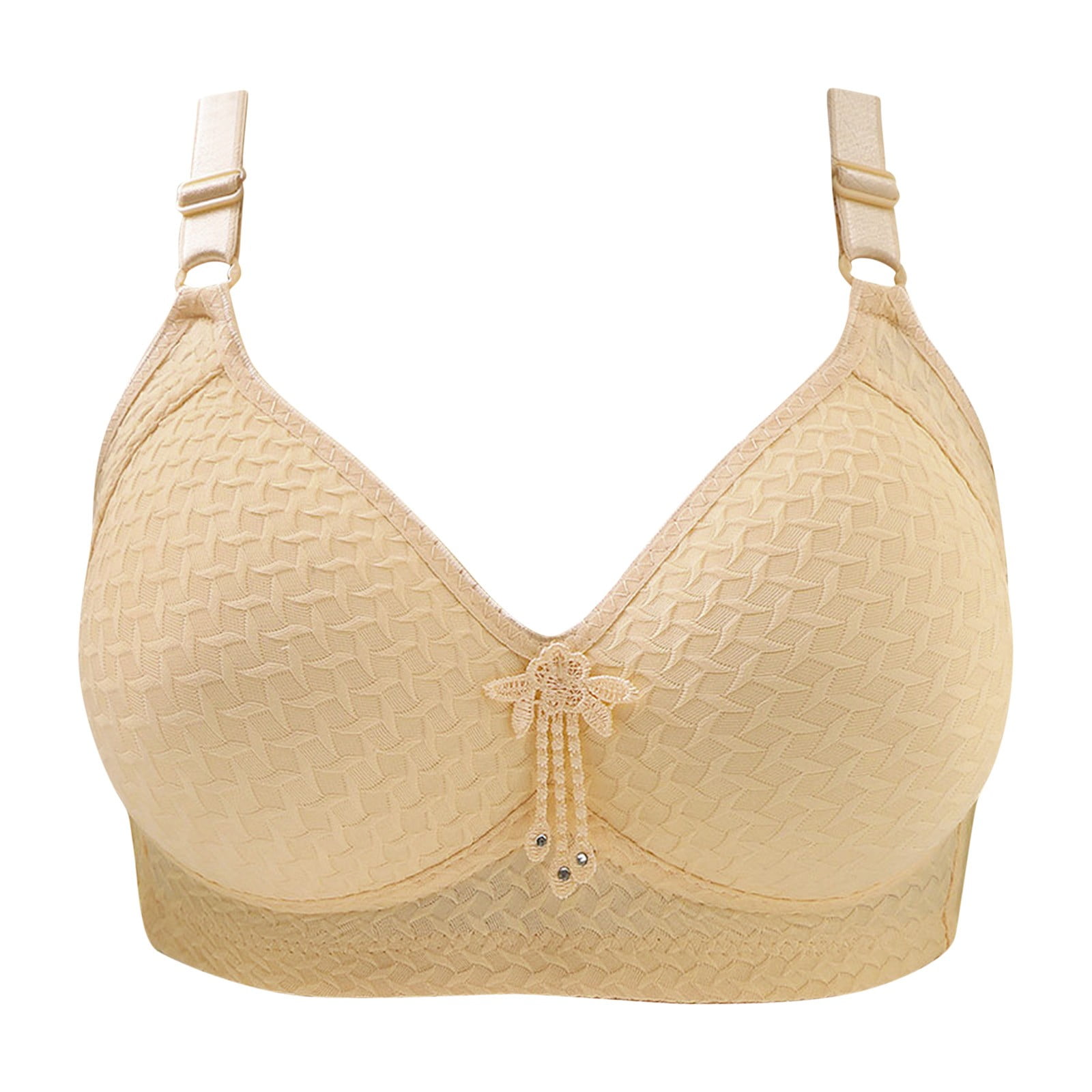 Herrnalise Women's Lace Edge Vertical Stripe Back Bra Padded Bra ...