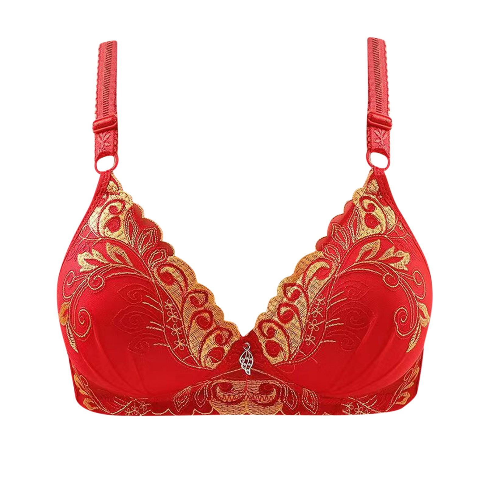Holloyiver Women's Lace Edge Vertical Stripe Back Bra Padded Bra ...