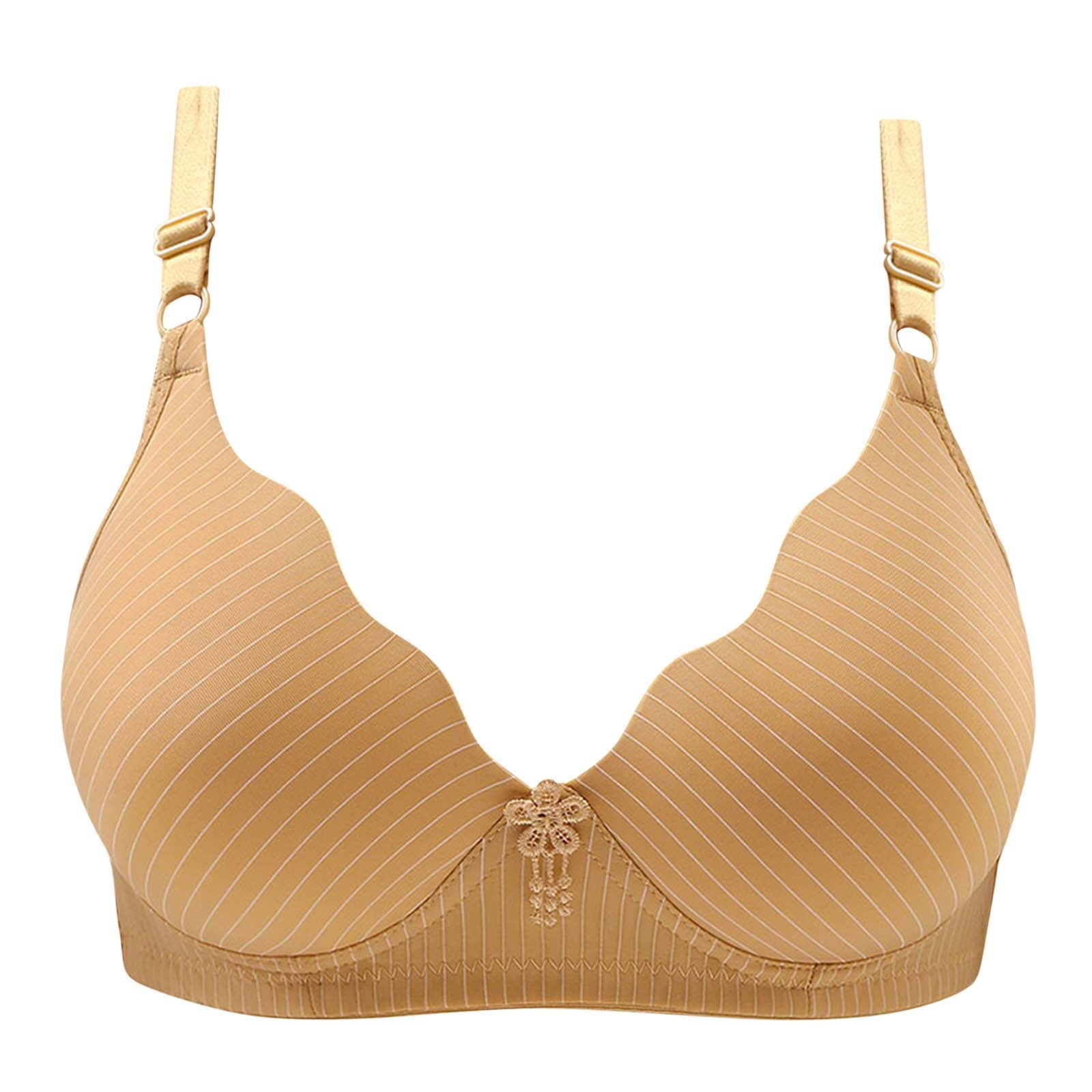 Holloyiver Women's Lace Edge Vertical Stripe Back Bra Padded Bra ...