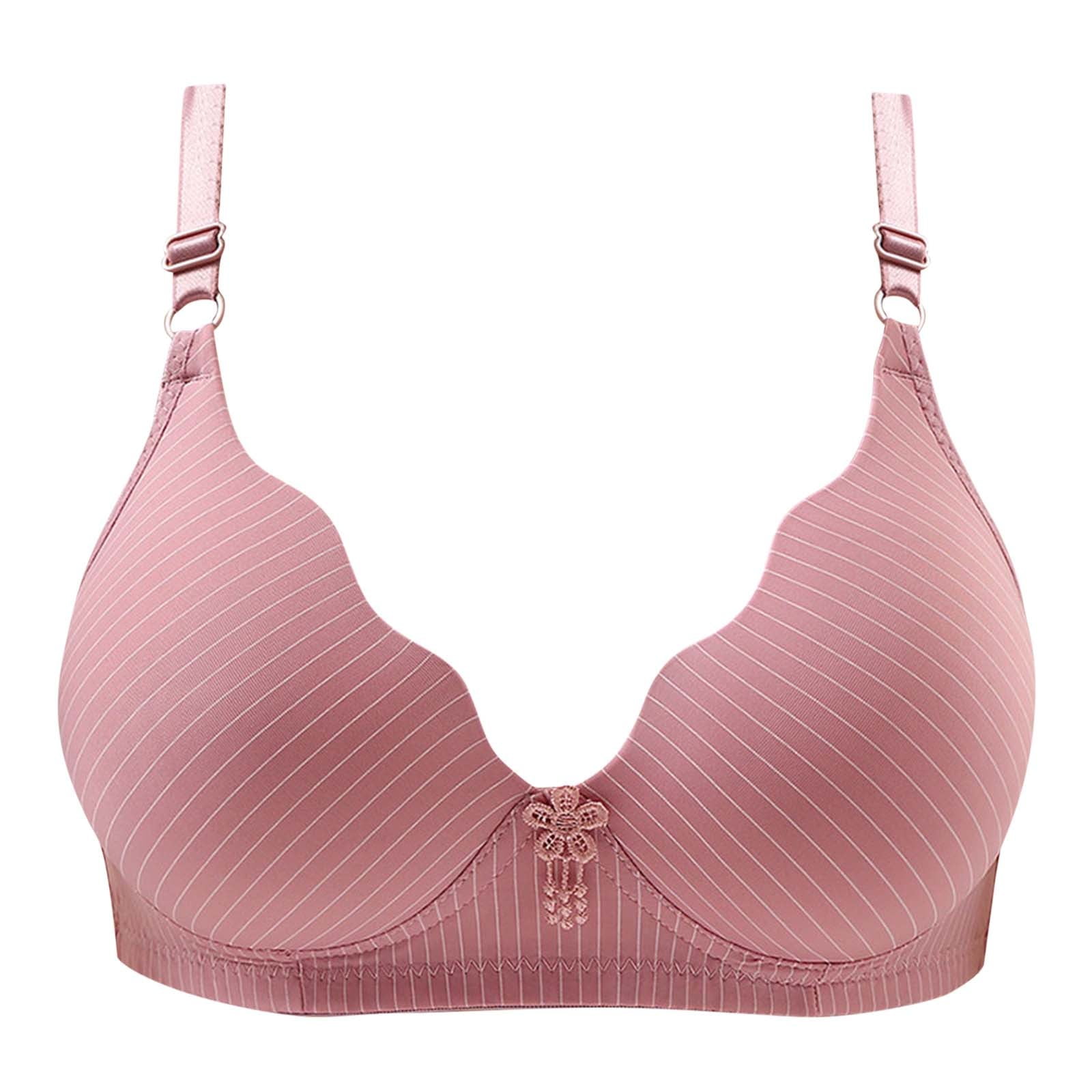 Herrnalise Women's Lace Edge Vertical Stripe Back Bra Padded Bra ...