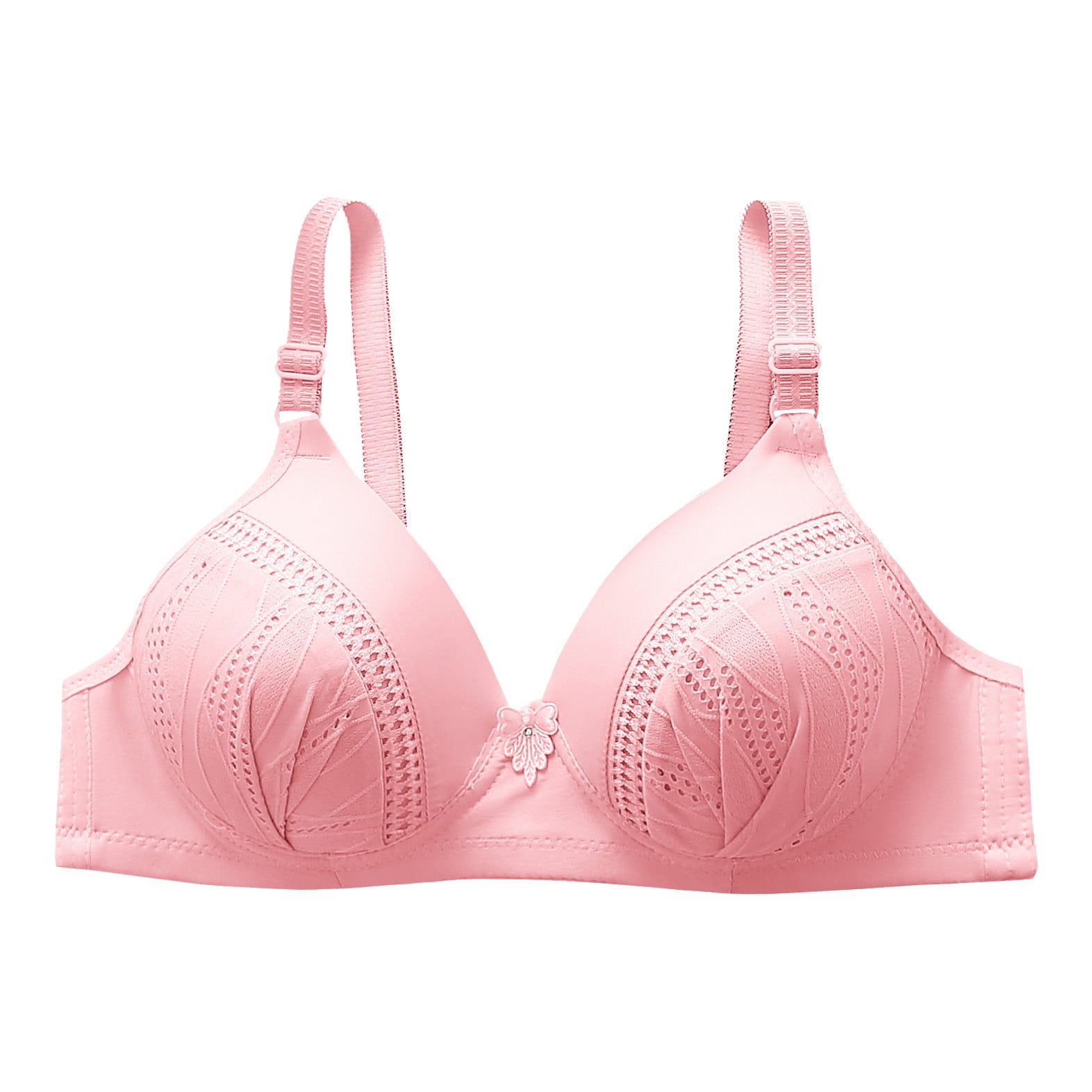 Herrnalise Women's Lace Edge Vertical Stripe Back Bra Padded Bra ...