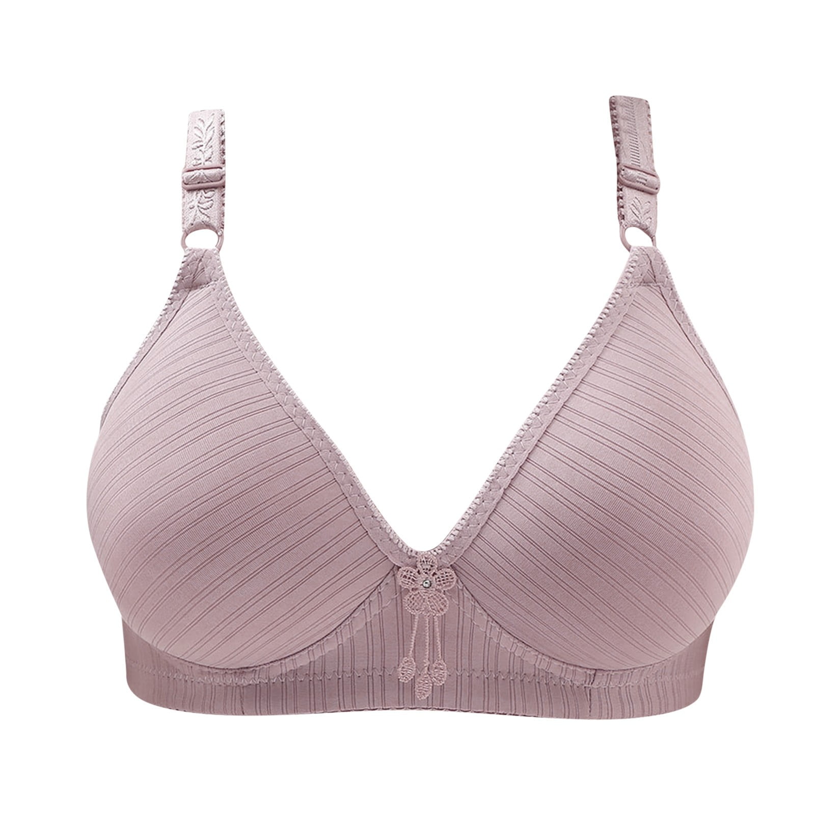 Herrnalise Women's Lace Edge Vertical Stripe Back Bra Padded Bra ...