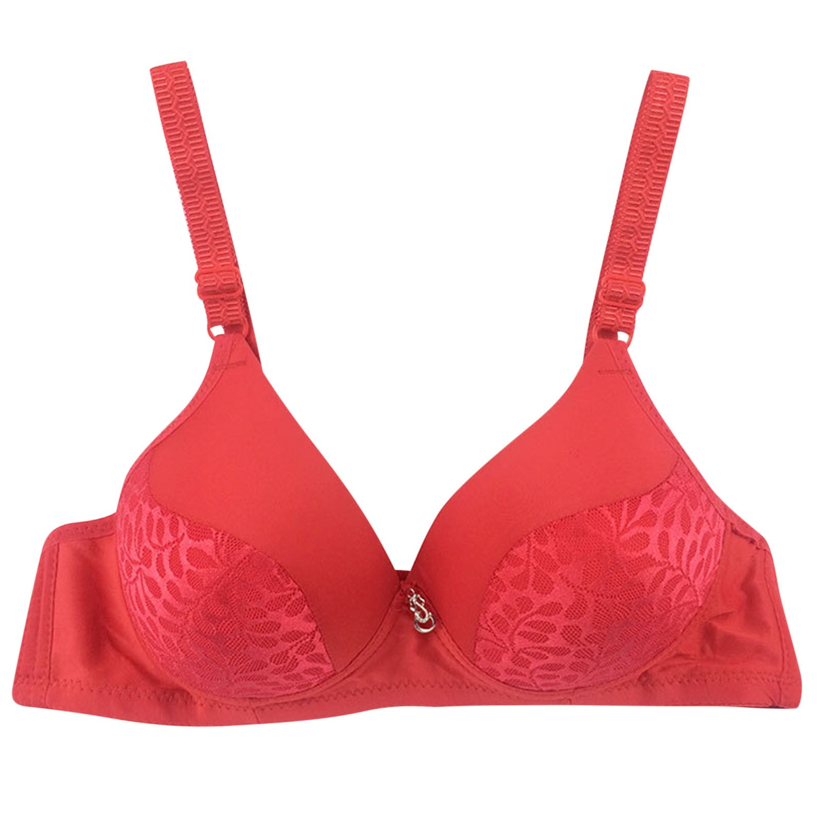 Herrnalise Women's Lace Edge Vertical Stripe Back Bra Padded Bra ...