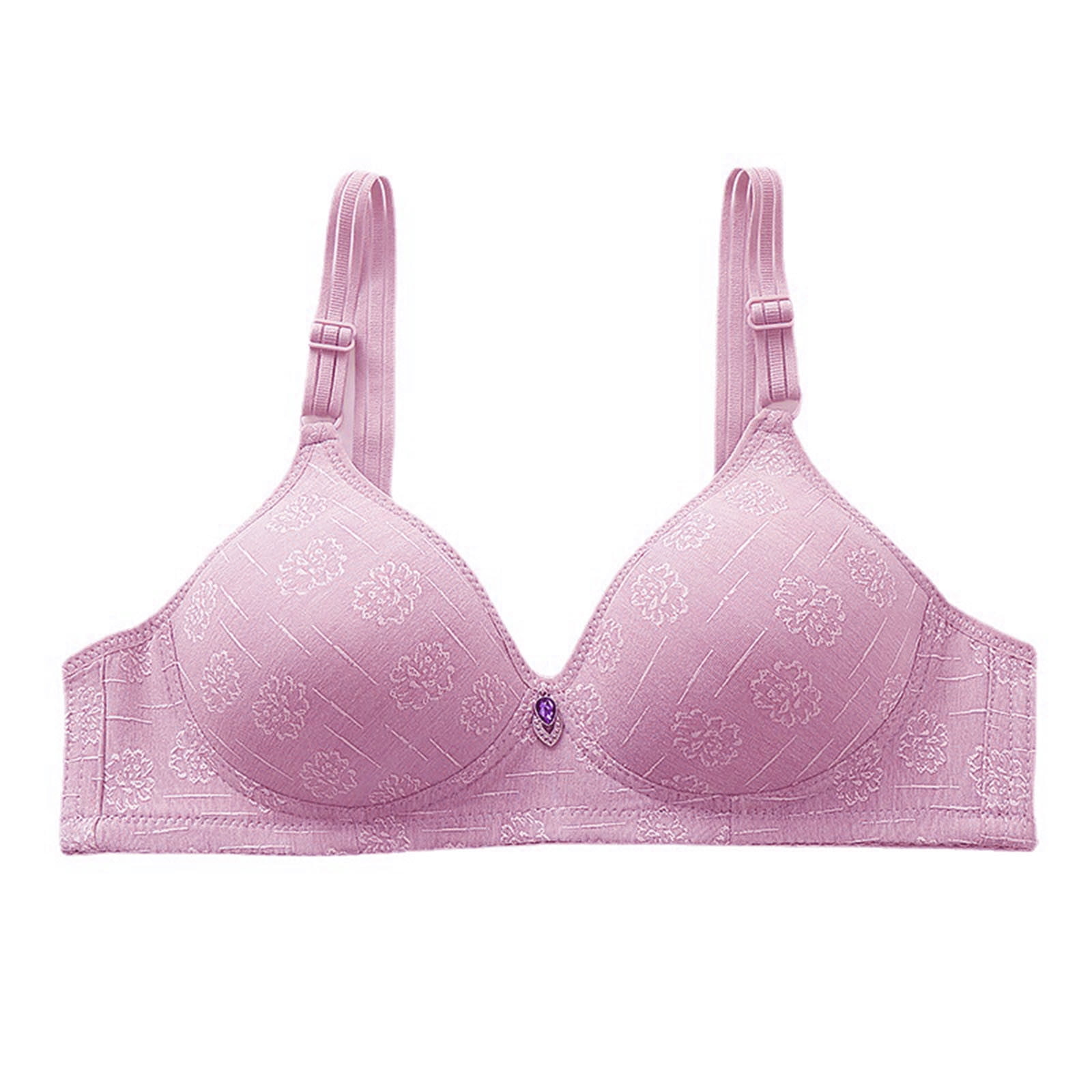 Herrnalise Women's Lace Edge Vertical Stripe Back Bra Padded Bra ...