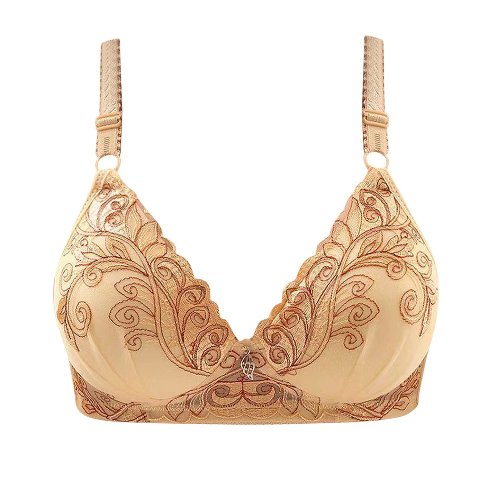 Holloyiver Women's Lace Edge Vertical Stripe Back Bra Padded Bra ...