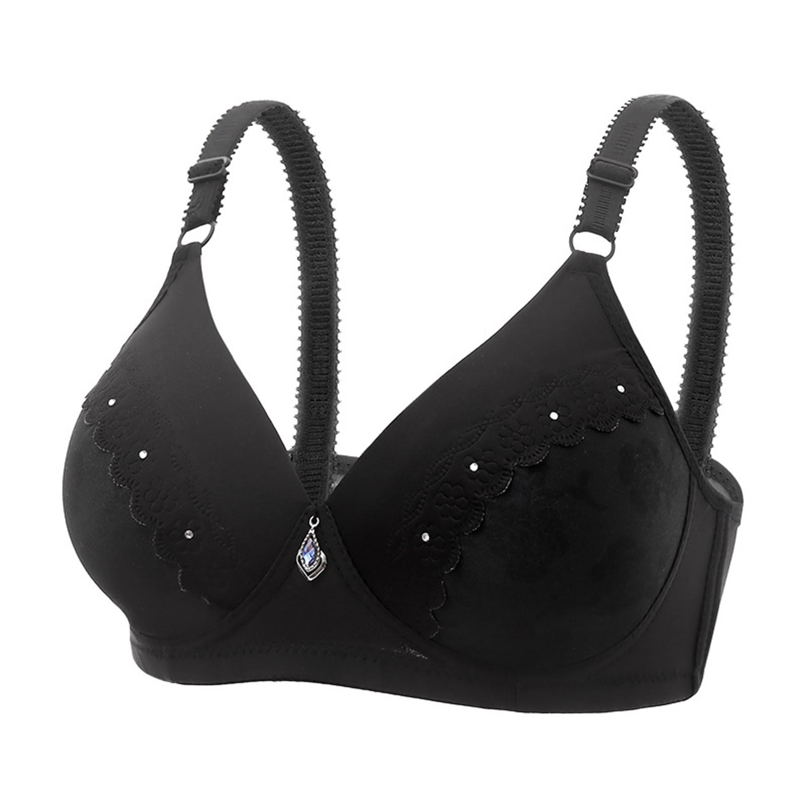 Holloyiver Women's Lace Edge Vertical Stripe Back Bra Padded Bra ...