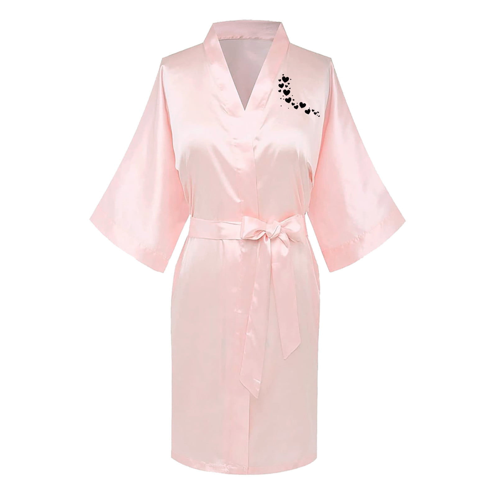Herrnalise Women's Lace-Trim Silk Robes Bride Bridesmaid Kimono Satin ...
