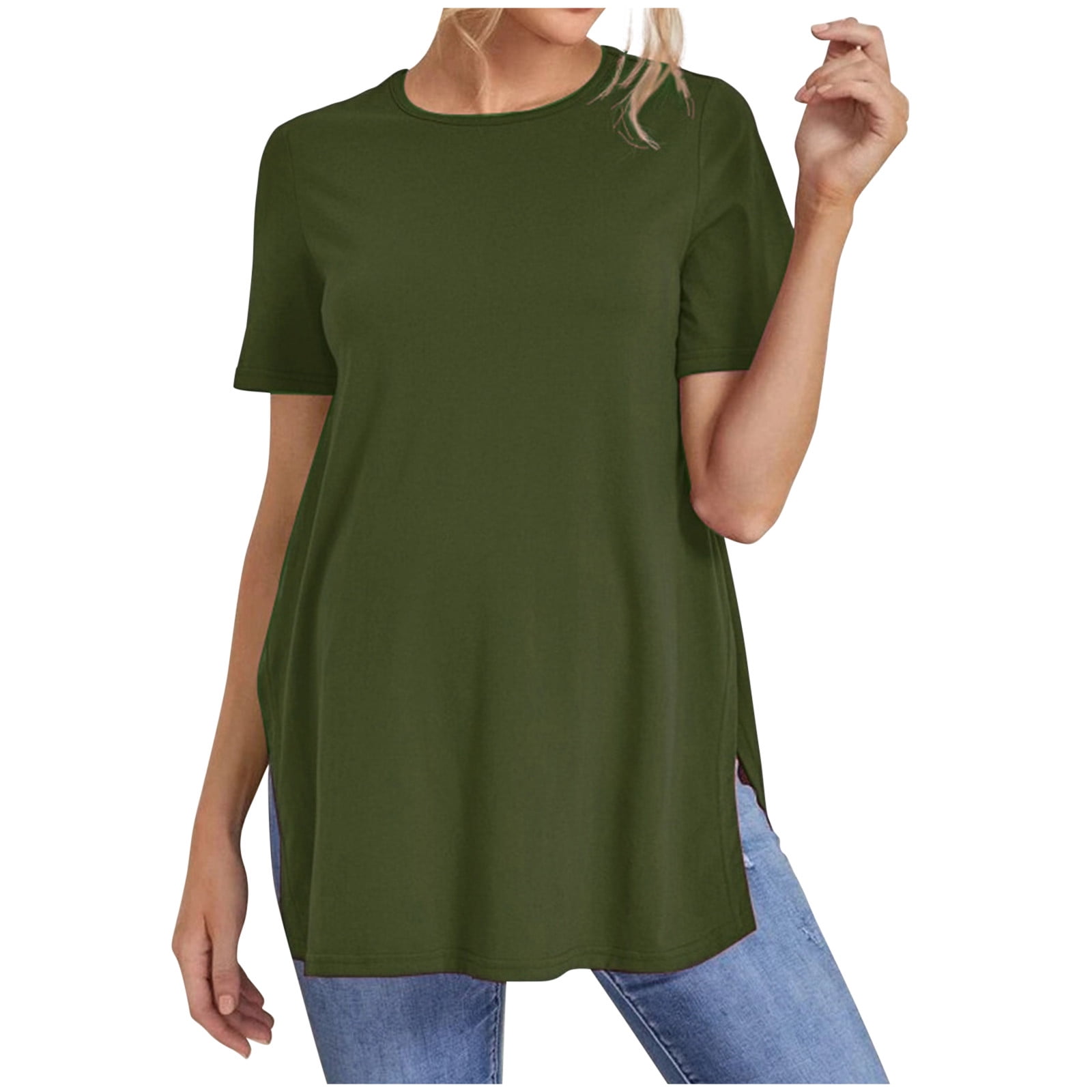 Herrnalise Women’s Maternity Shirts Short Sleeve Split Side Pregnancy ...