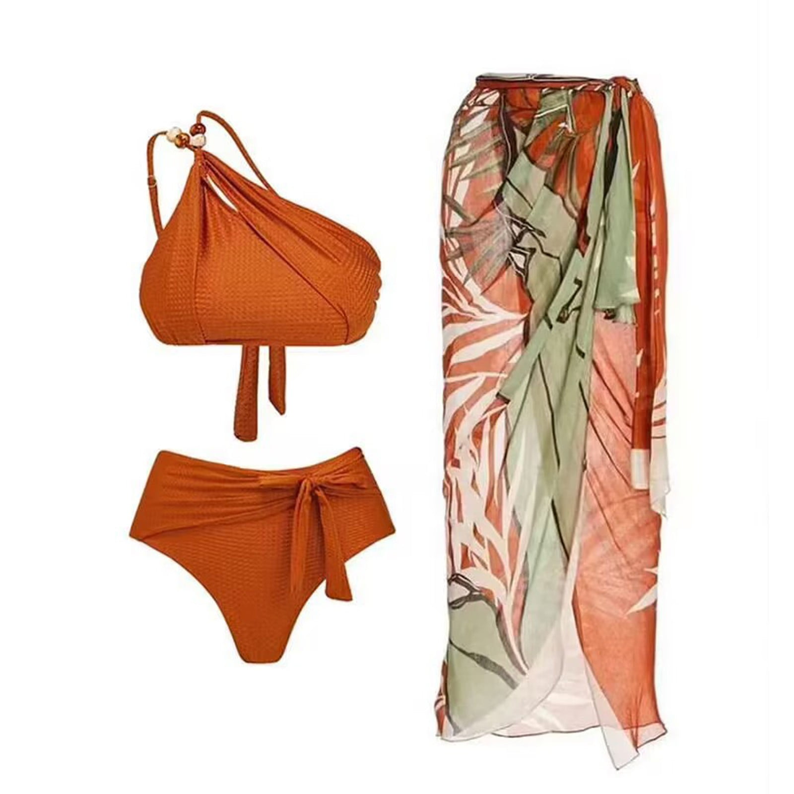 Herrnalise Women's One Piece Swimsuit with Beach Cover up Wrap Skirt ...