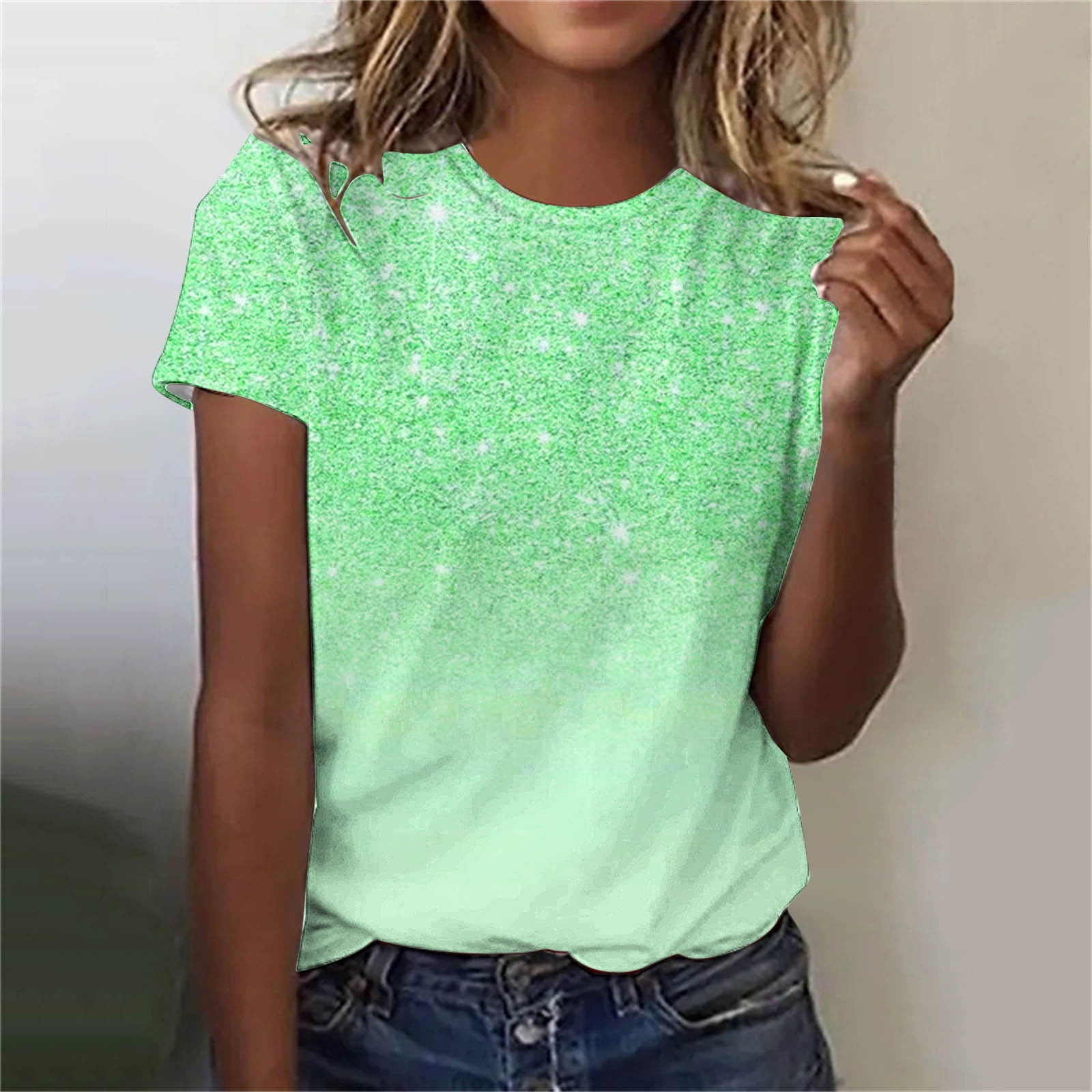 Herrnalise Women's Sequin Tops Sparkly Glitter Blouses Sequined Short ...