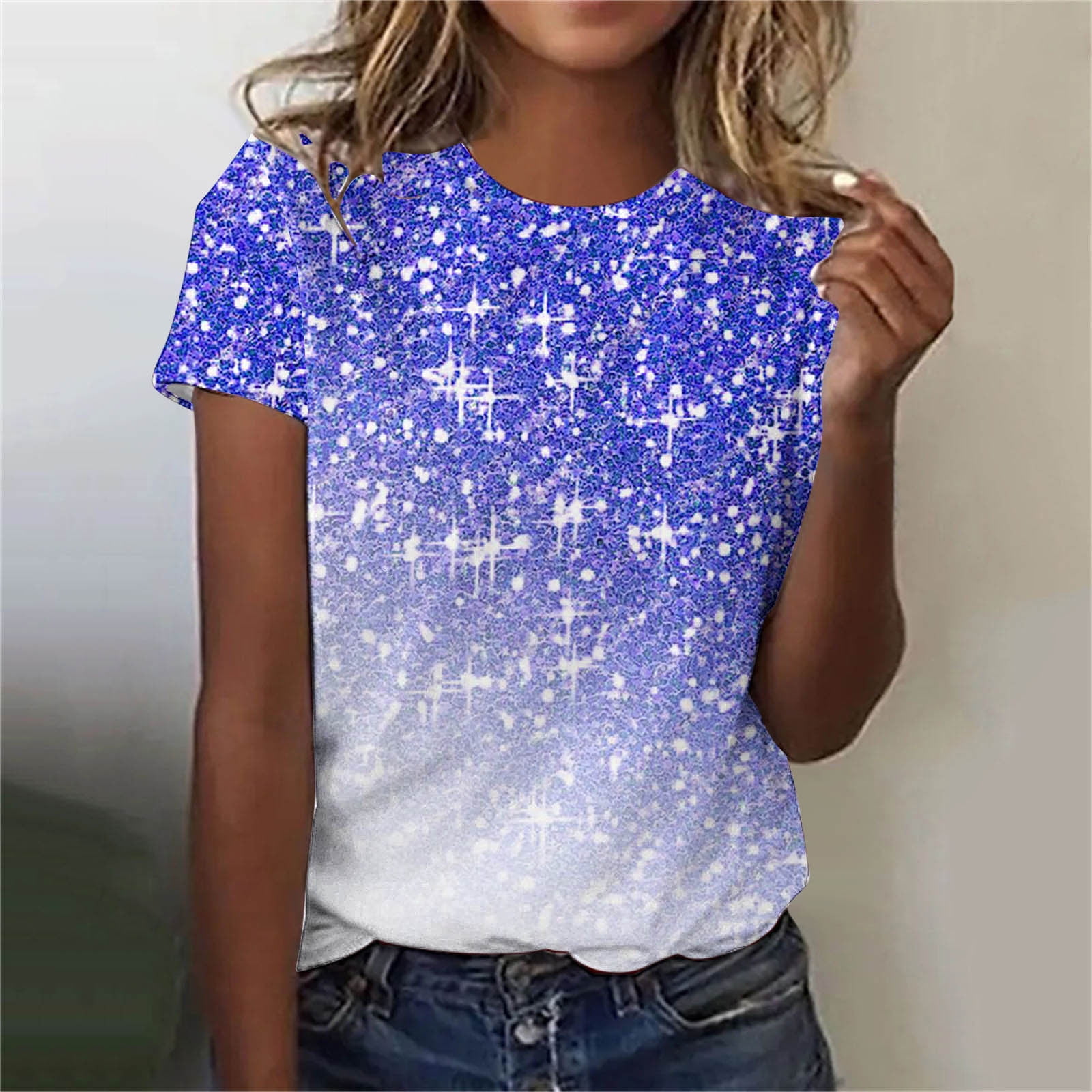 Herrnalise Women's Sequin Tops Sparkly Glitter Blouses Sequined Short ...