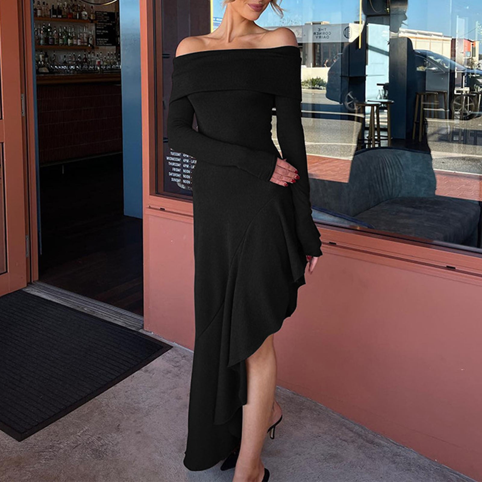 Herrnalise Women's Sexy Plus Size Strapless One Shoulder Ruffle High ...