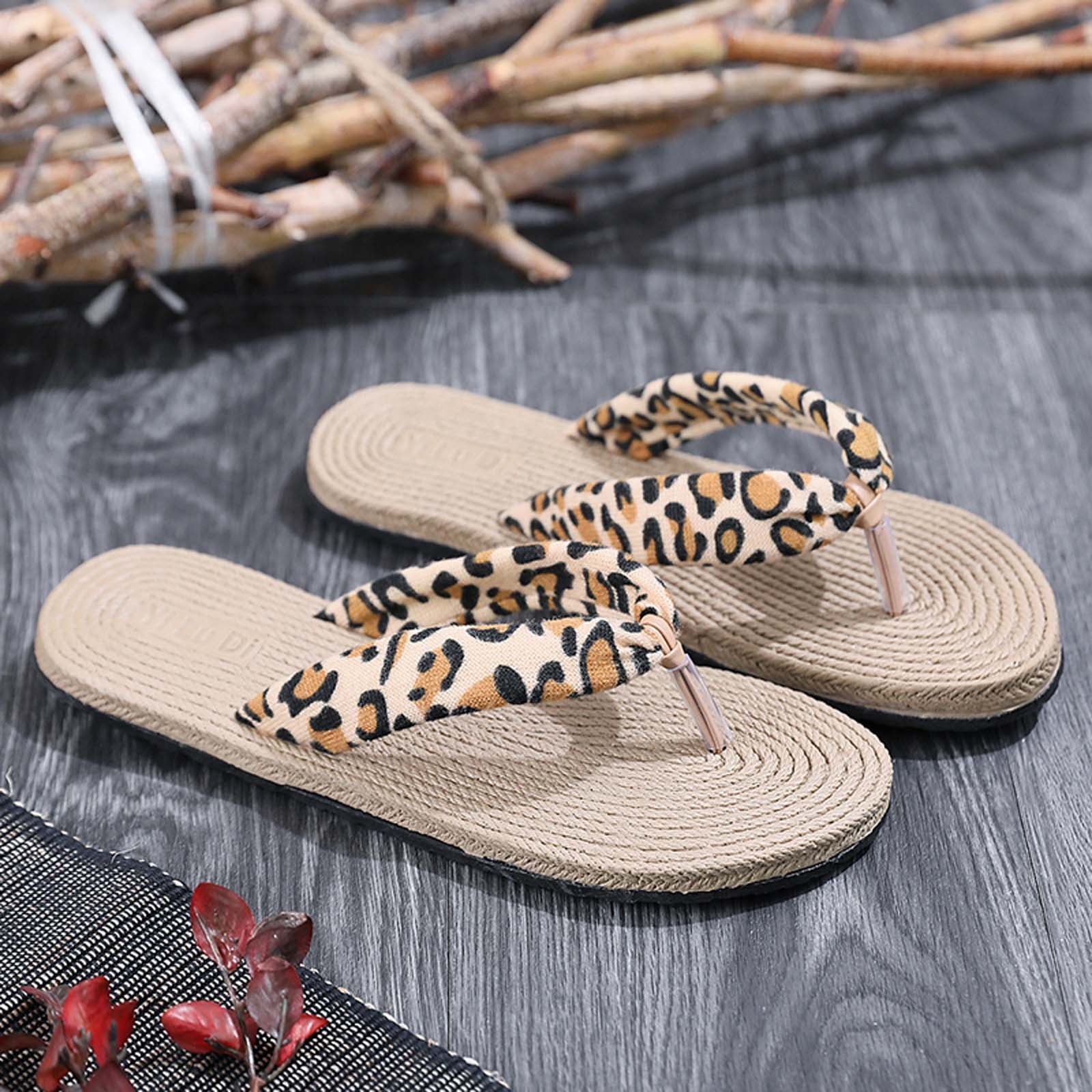Herrnalise Women's Slippers Ladies Flip Flops Flat Beach Shoes Flat ...
