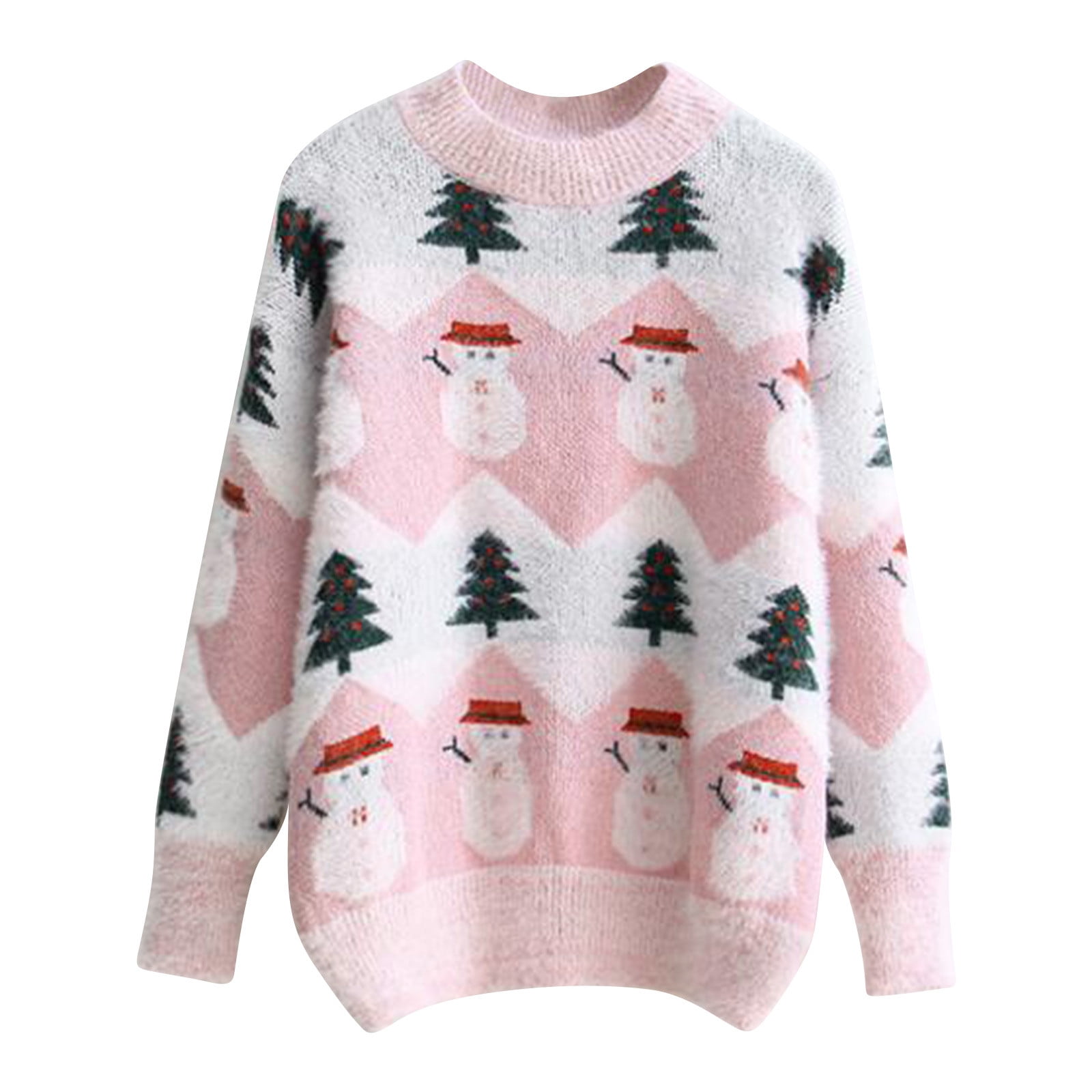Herrnalise Women's Ugly Christmas Sweater Christmas Tree Print Long ...