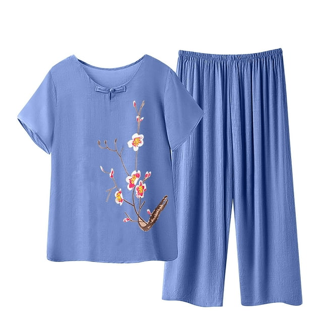 Herrnalise Women's Sleep Pajama Sets - Plus Size 4XL Capri Pajamas with ...