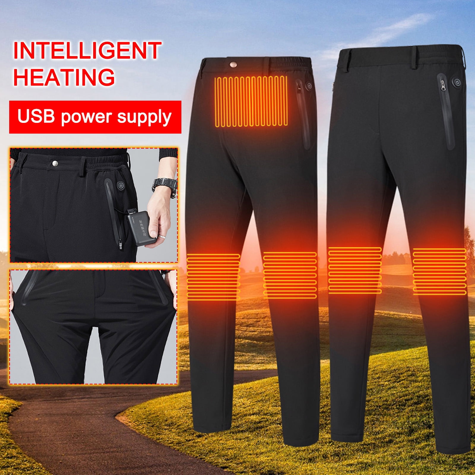 HerrnaliseHeated Pants,USB 5VHeating Pants for Man Outdoor ...