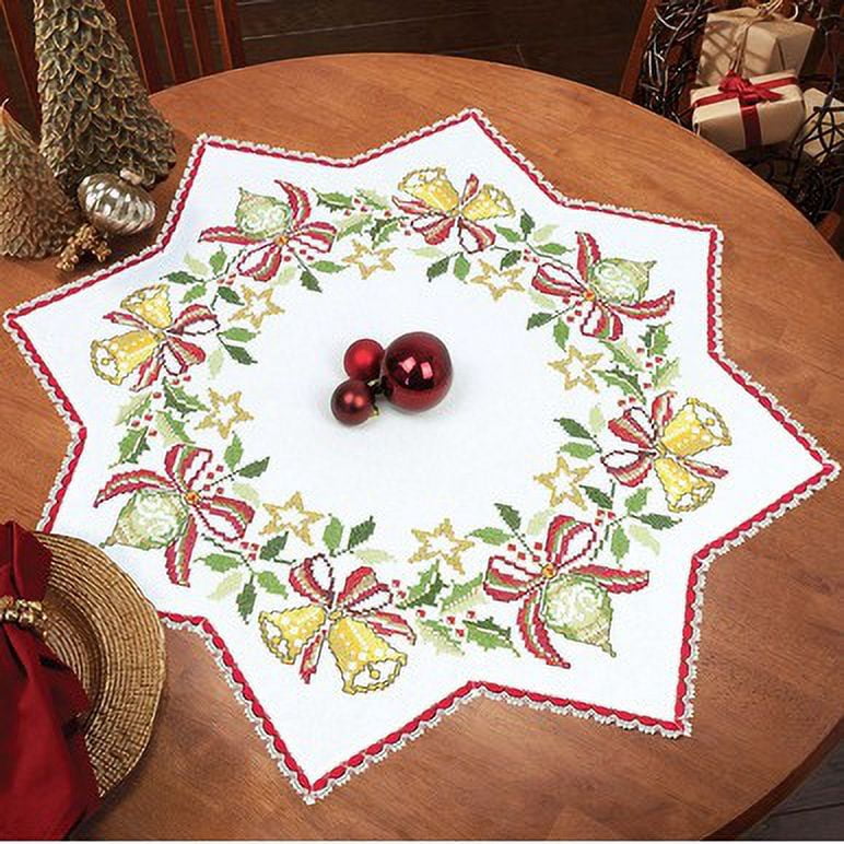 Herrschners® Bells & Ornaments Table Topper Stamped Cross-Stitch Kit ...