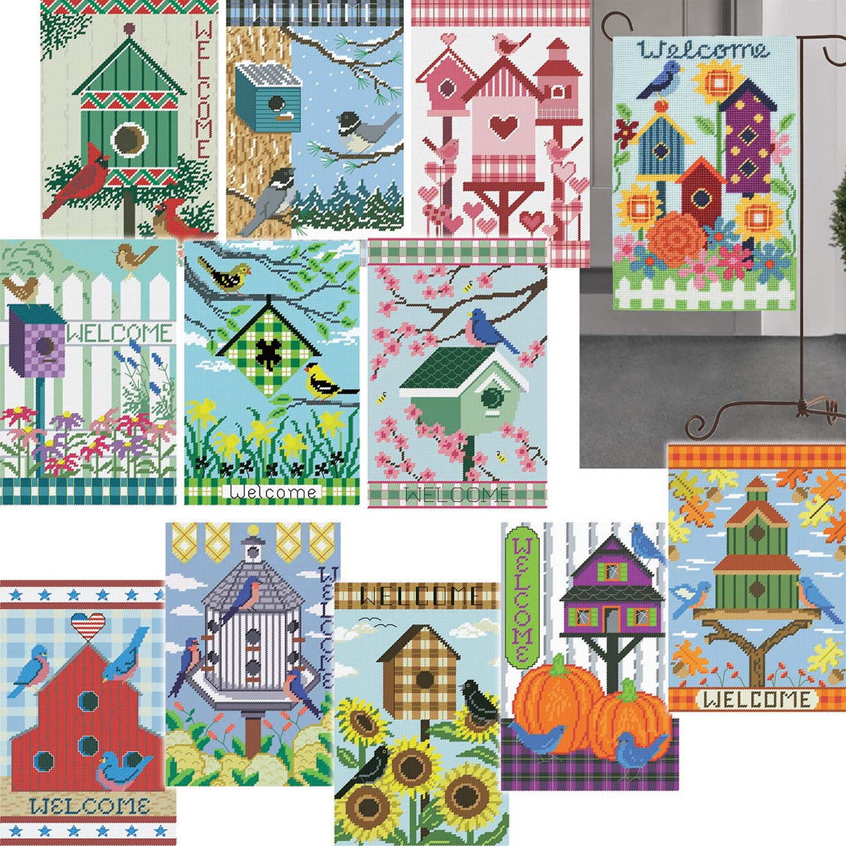 Herrschners® Birdhouse Porch Flags & Hanger Plastic Canvas Kit ...