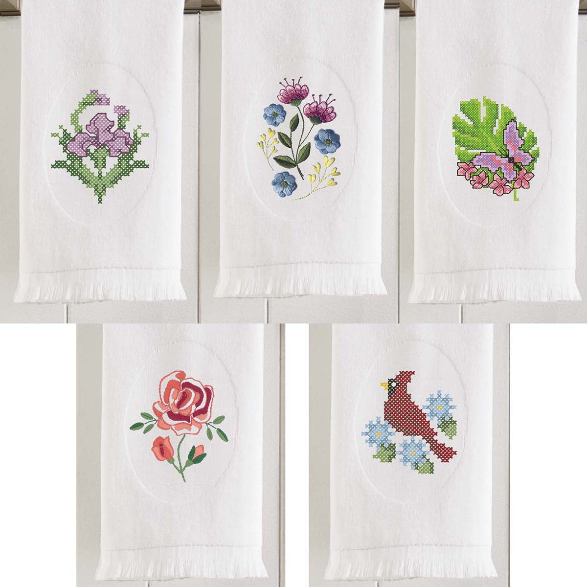 Herrschners® Flowers & Gardens Terry Towels Set Stamped Cross-Stitch ...