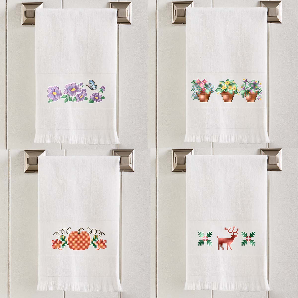 Herrschners® Four Seasons Terry Towel Set Stamped Cross-Stitch ...