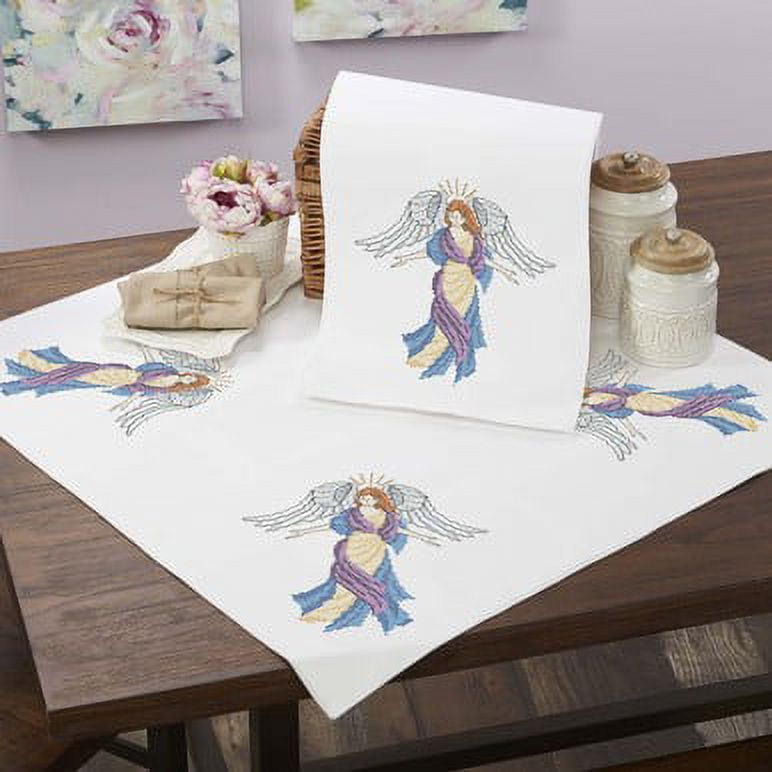 Herrschners® Glorious Angels Table Topper & Runner Stamped Cross-Stitch ...