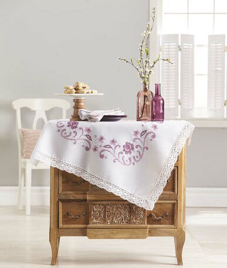 Herrschners® HeirLoom Table Topper With Lace Stamped Cross-Stitch Kit ...