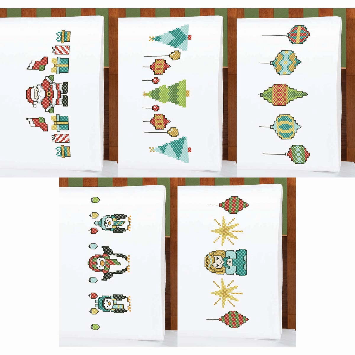 Herrschners® Holiday Cheer Pillowcase Set Stamped Cross-Stitch ...