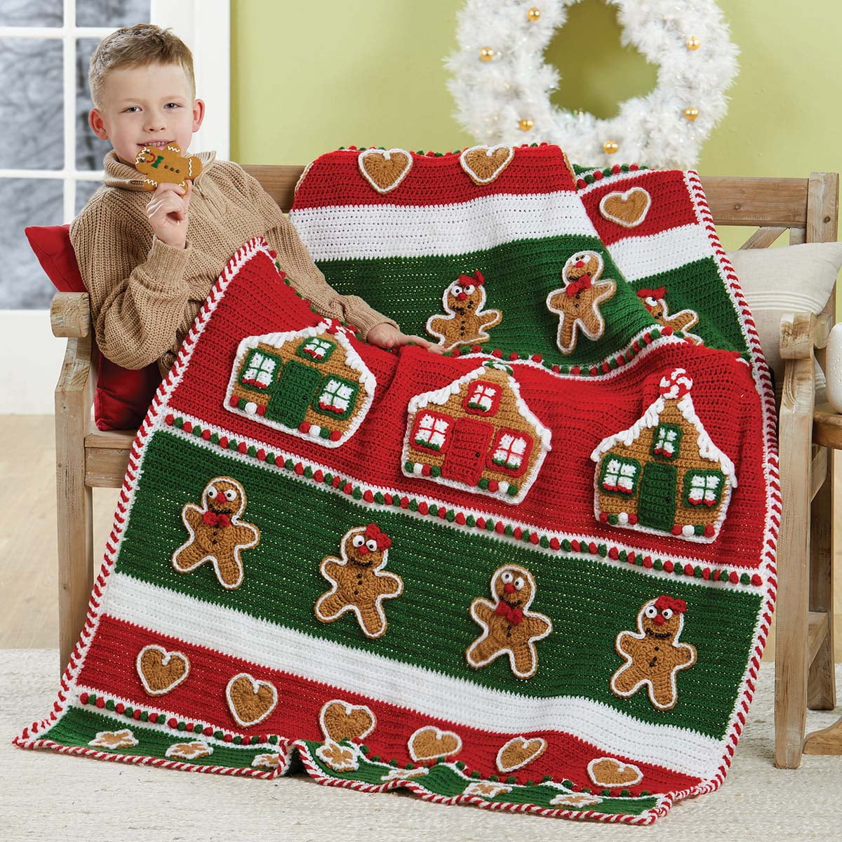 Herrschners® Jolly Gingerbread Afghan Crochet Yarn Kit - Walmart.com