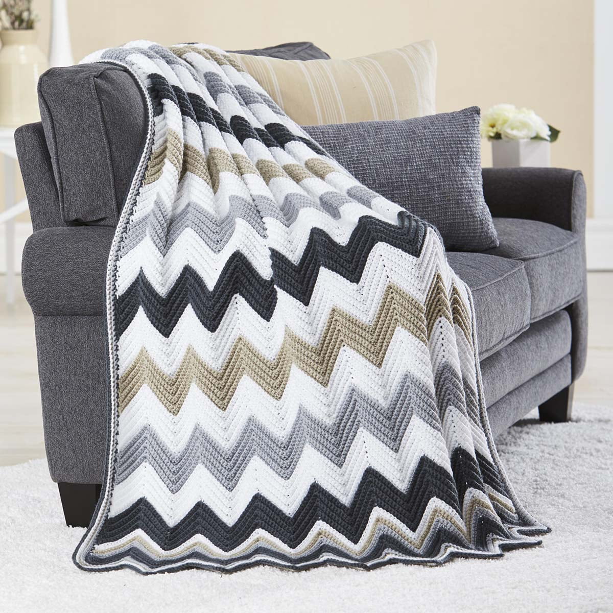 Herrschners Moonlit Sky Afghan Crochet Kit, Ripple Design, 40 Ã— 65 ...