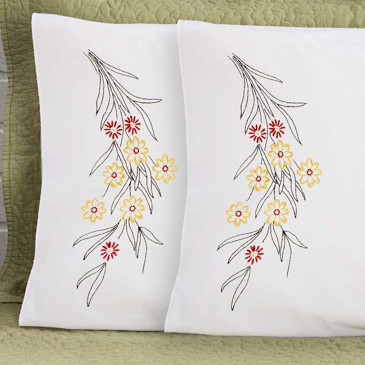Herrschners® Myra Pillowcase Pair Stamped Embroidery - Walmart.com