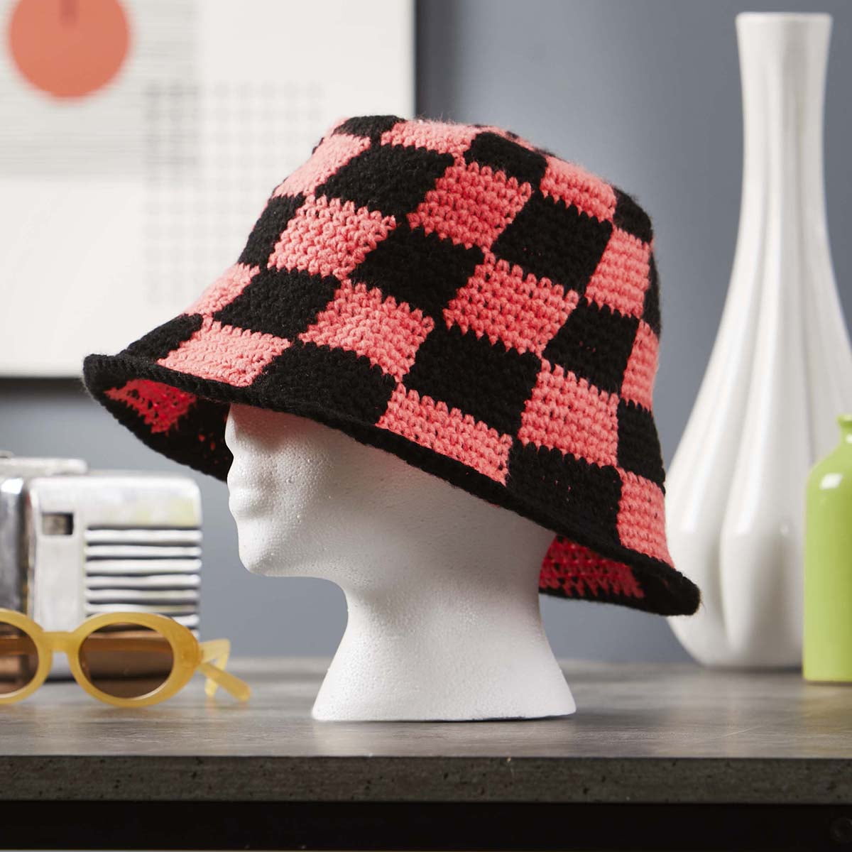Herrschners® Neon Checkers Bucket Hat Crochet Kit - Walmart.com