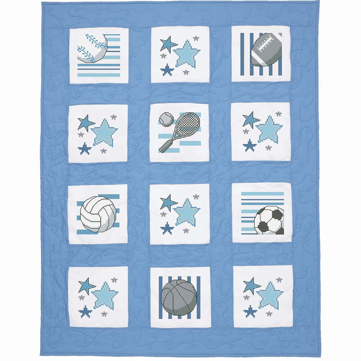 Herrschners® Ultimate Sports Quilt Blocks Stamped Cross-Stitch ...