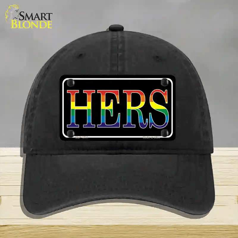 Hers Rainbow Novelty License Plate Hat Unconstructed Cotton Black ...