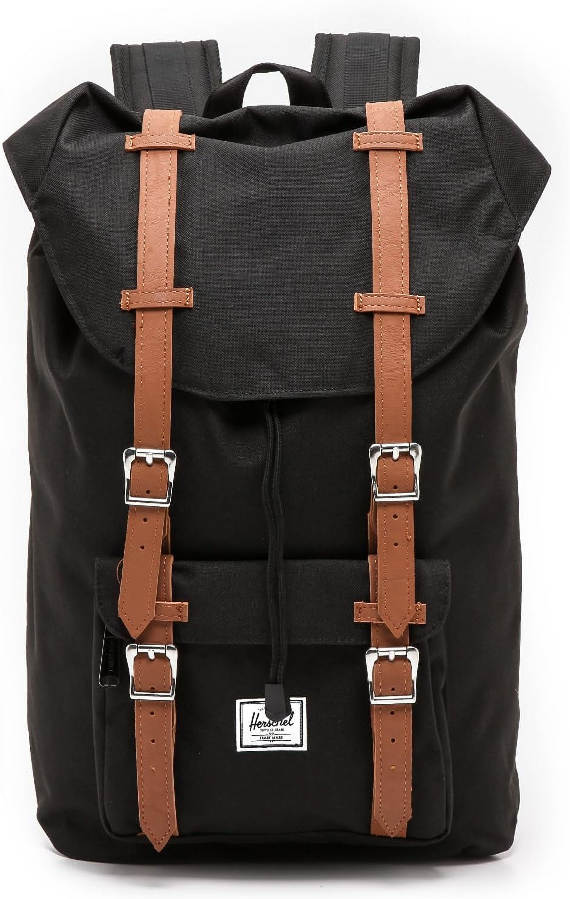 Herschel Little America Laptop Backpack, Black/Tan Synthetic Leather ...