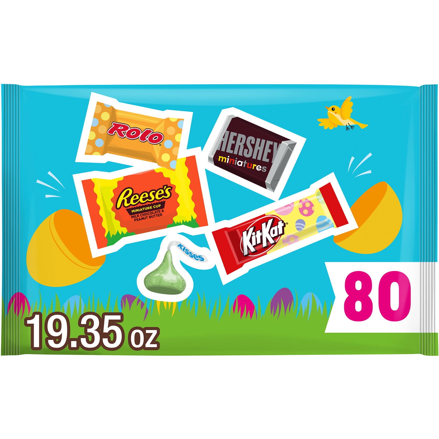 Hershey Assorted Chocolate Easter Candy, Bag 19.35 oz, 80 Pieces ...