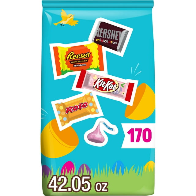 Hershey Assorted Chocolate Easter Candy, Bulk Bag 42.05 oz, 170 Pieces ...