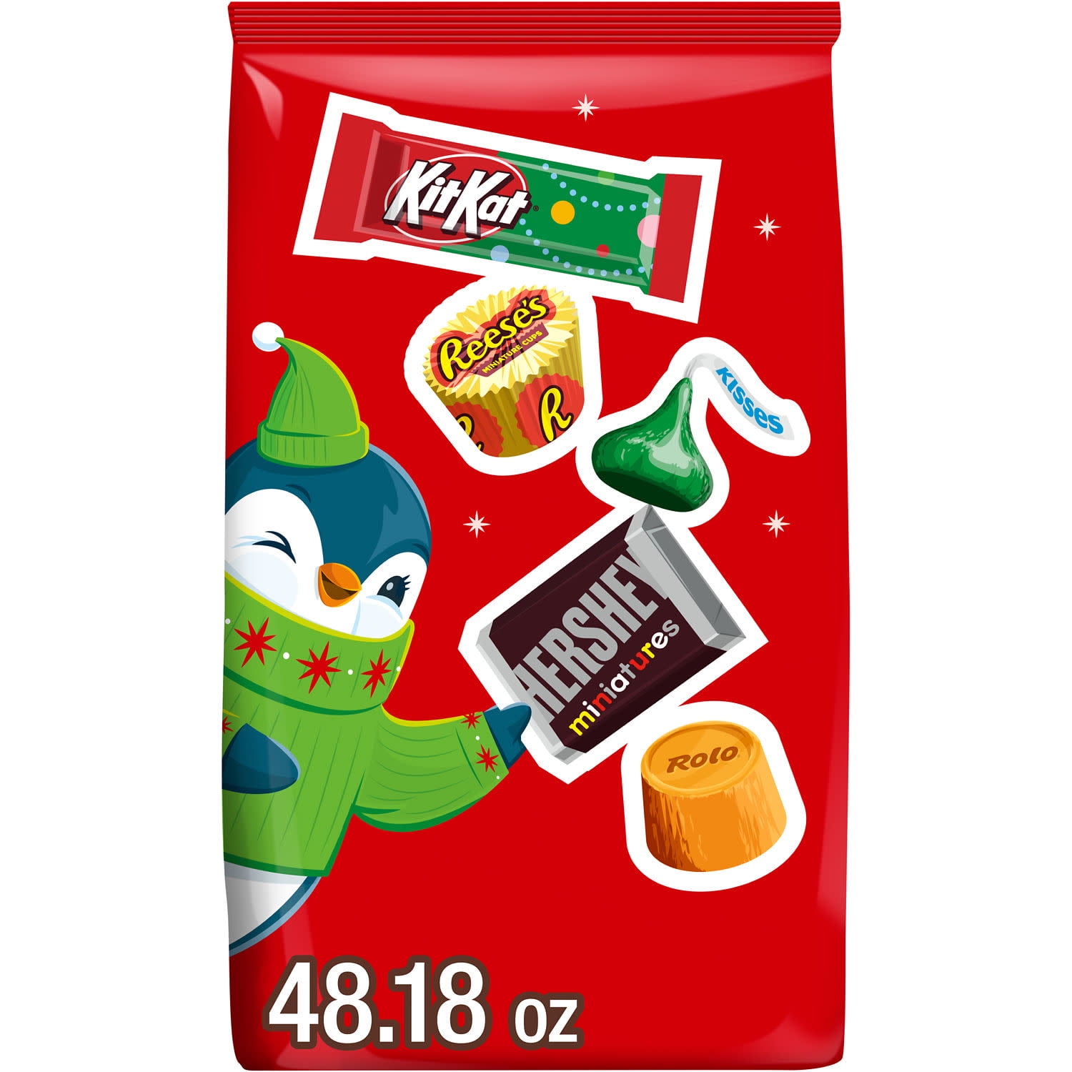 Hershey Assorted Chocolate Flavored Christmas Candy, Bulk Bag 48.18 oz ...